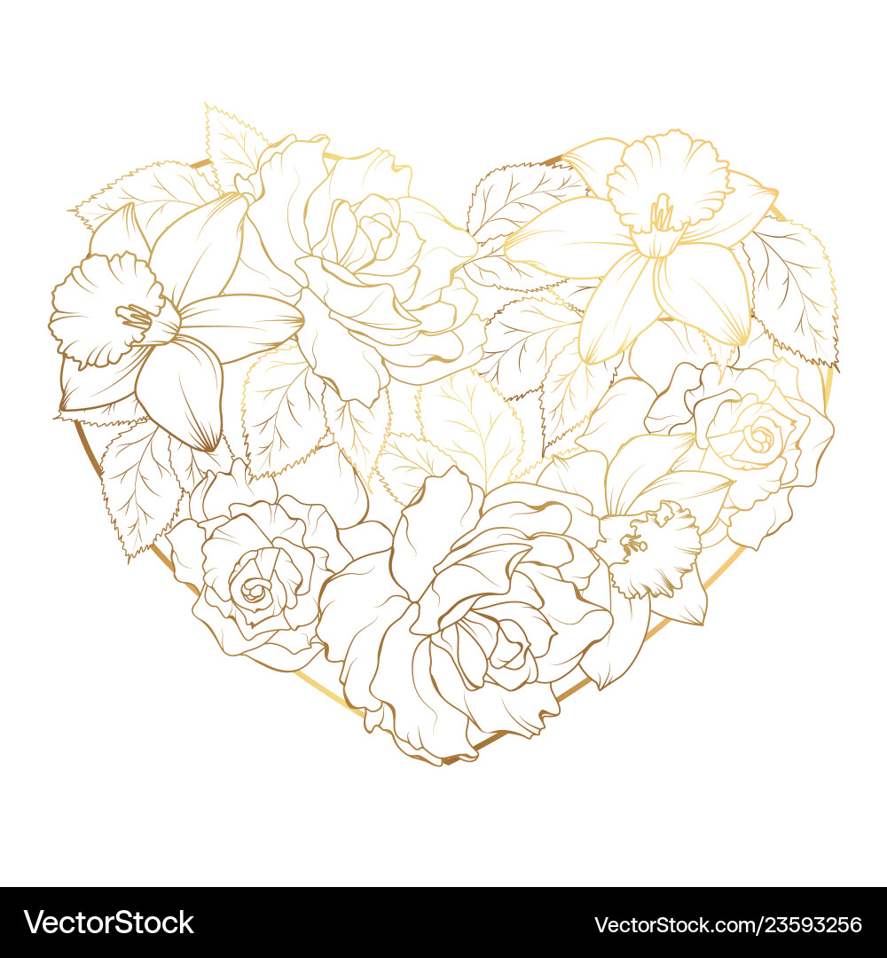 Greeting elements for design heart of flowers Vector Image