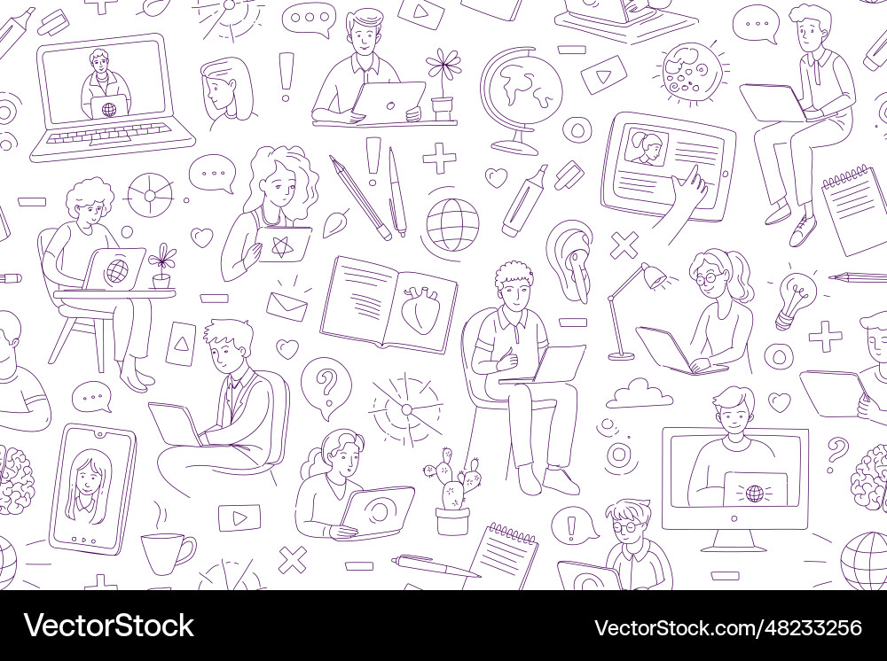 Learning online e-learning video call chat Vector Image