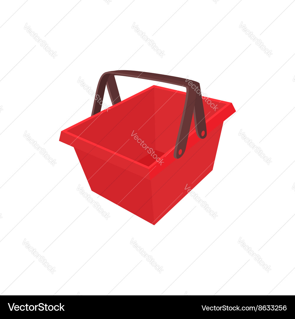 Red shopping basket icon cartoon style Royalty Free Vector
