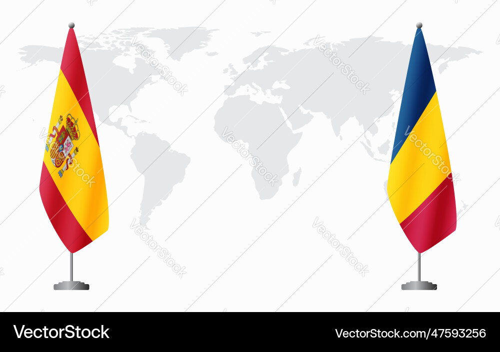 Spain and chad flags for official meeting Vector Image