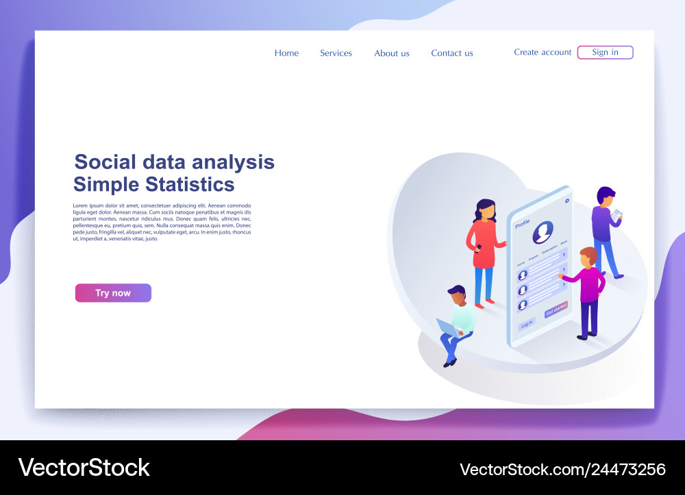 Team of people analyzing customer profiles Vector Image