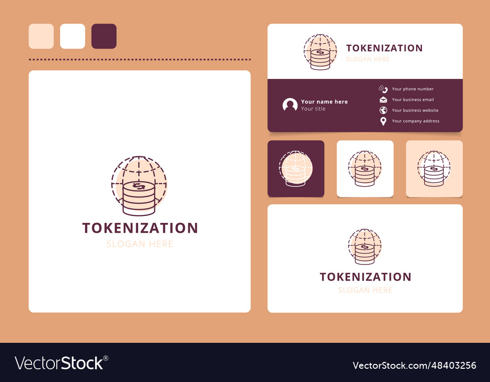 Tokenization logo design with editable slogan Vector Image