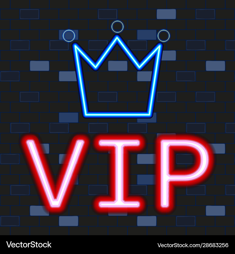 Vip neon icons concept glowing icon Royalty Free Vector