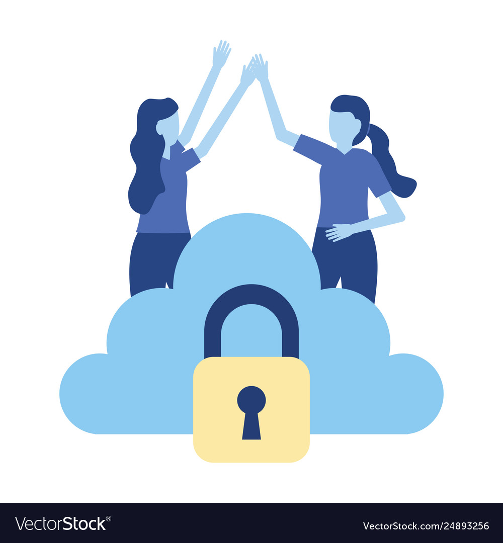 Women Cloud Storage Security Royalty Free Vector Image