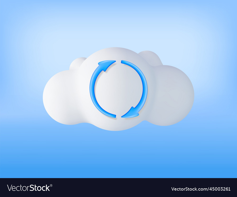3d Cloud With File Sync Icon Royalty Free Vector Image