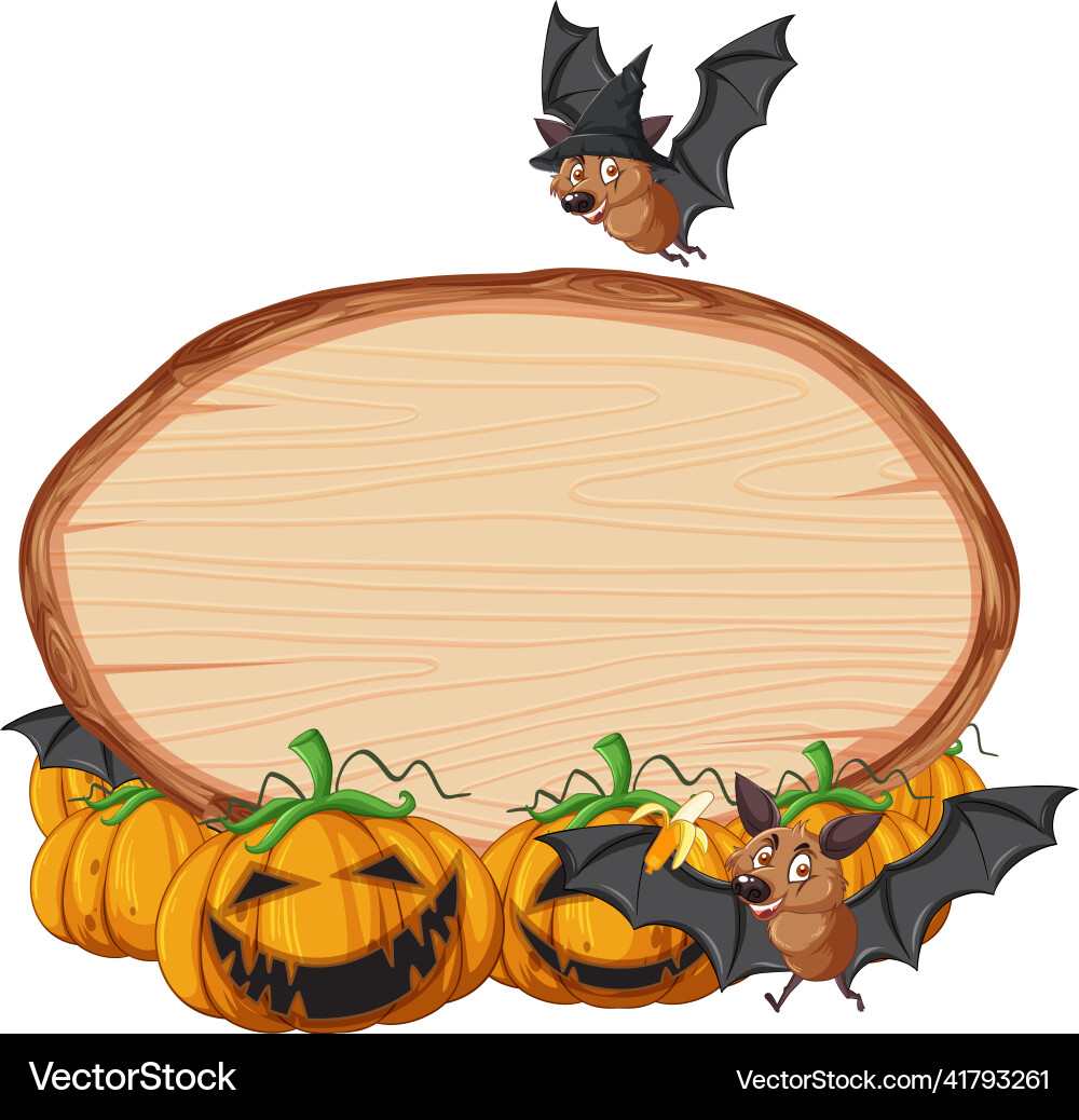 Bat with wooden sign banner Royalty Free Vector Image