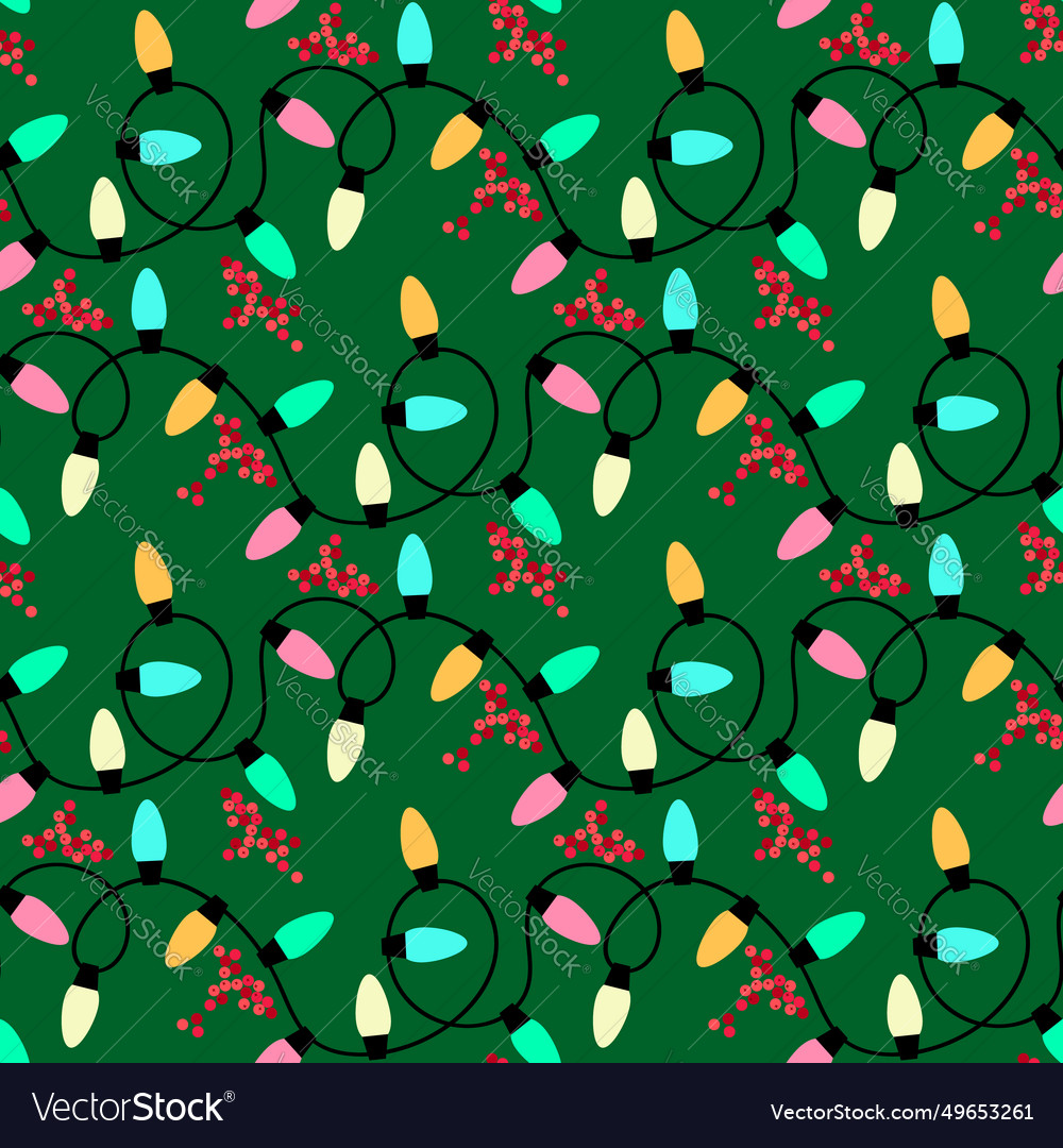 Christmas pattern with colorful lights Royalty Free Vector