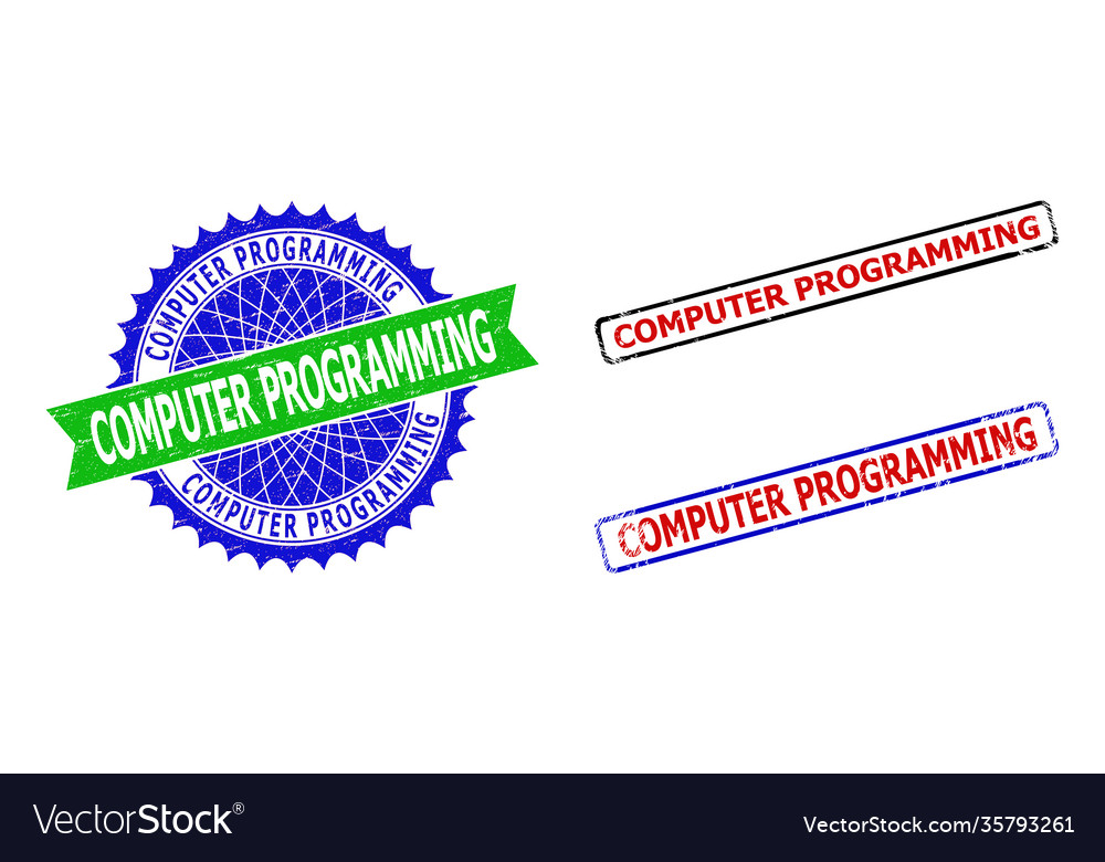 Computer programming rosette and rectangle bicolor