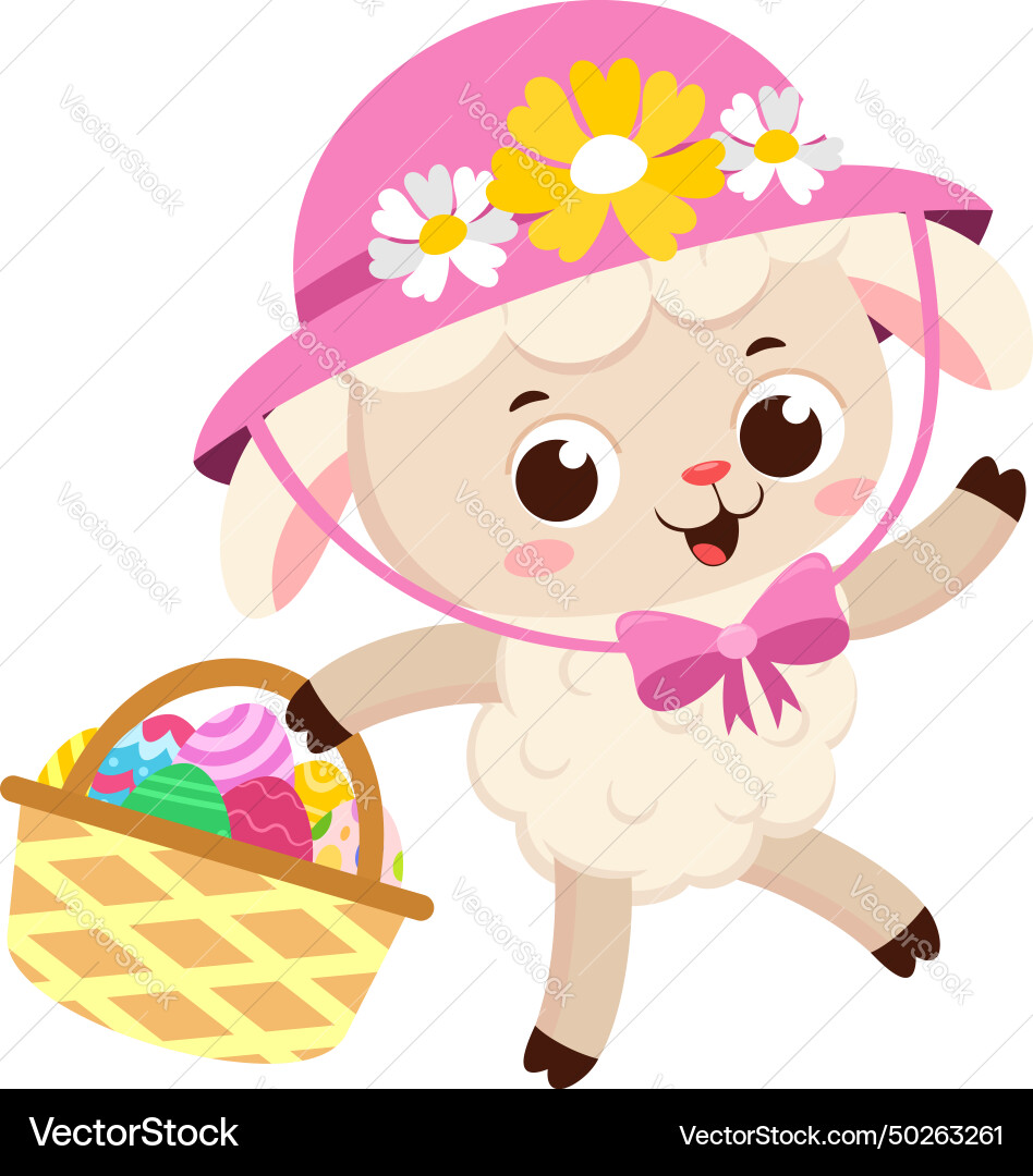 Cute little sheep cartoon character Royalty Free Vector