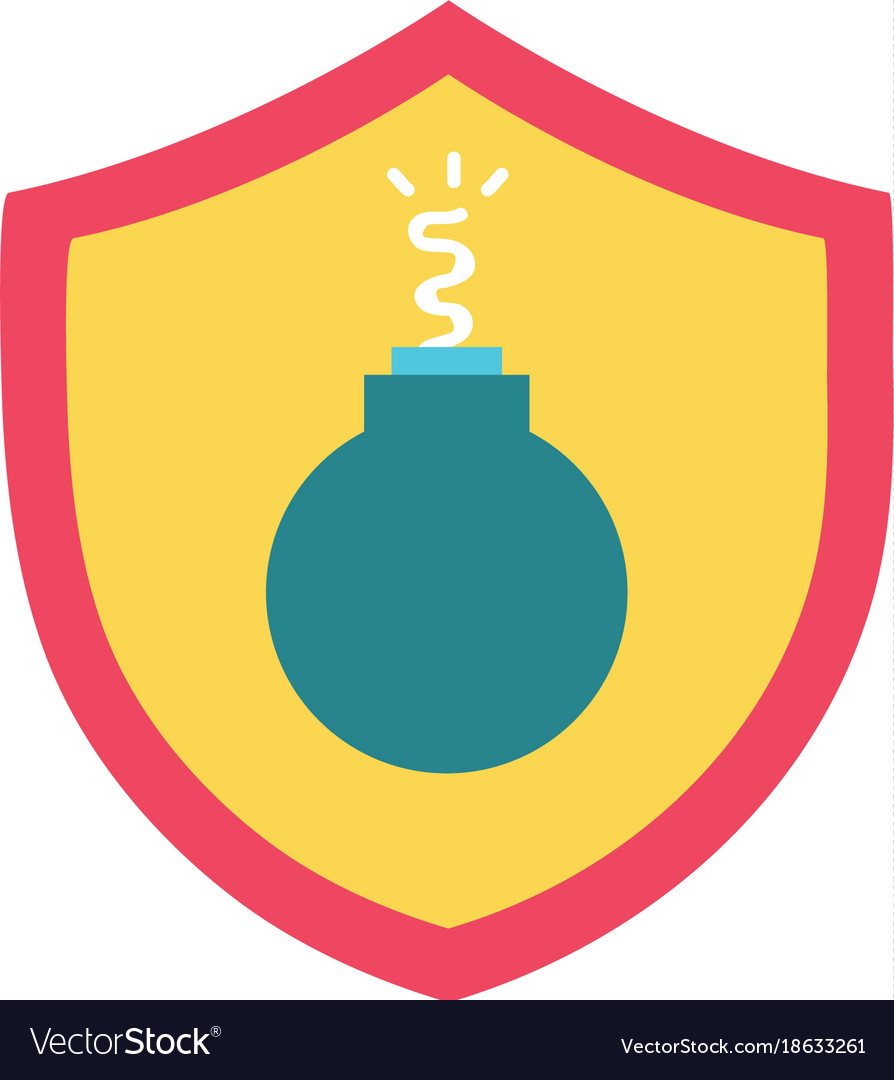 Dangerous bomb inside security shield object Vector Image