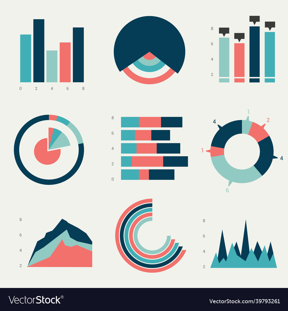 Flat charts graphs design Royalty Free Vector Image