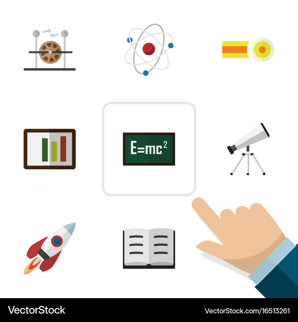 Flat icon study set of theory of relativity Vector Image