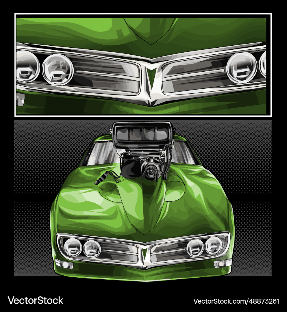Green drag racing car with grey strip Royalty Free Vector