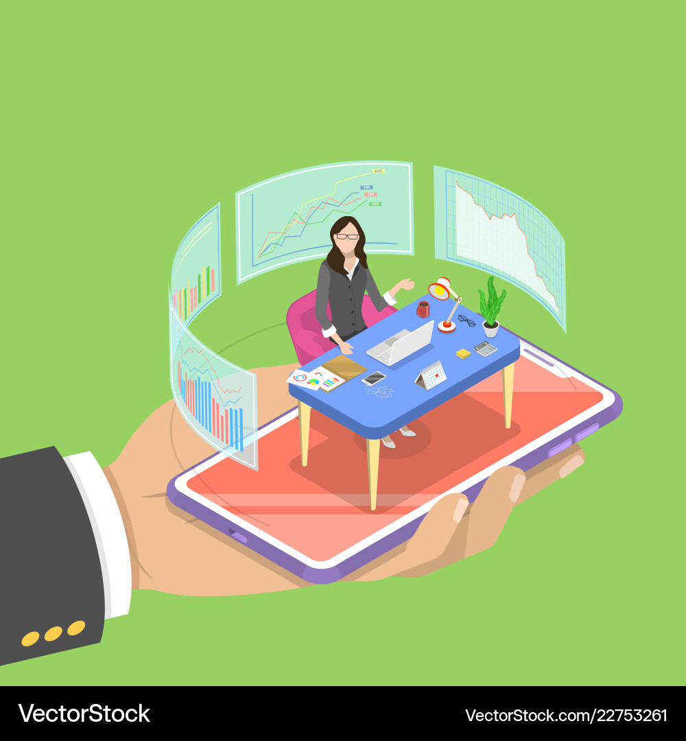 Isometric flat concept of online expert Royalty Free Vector