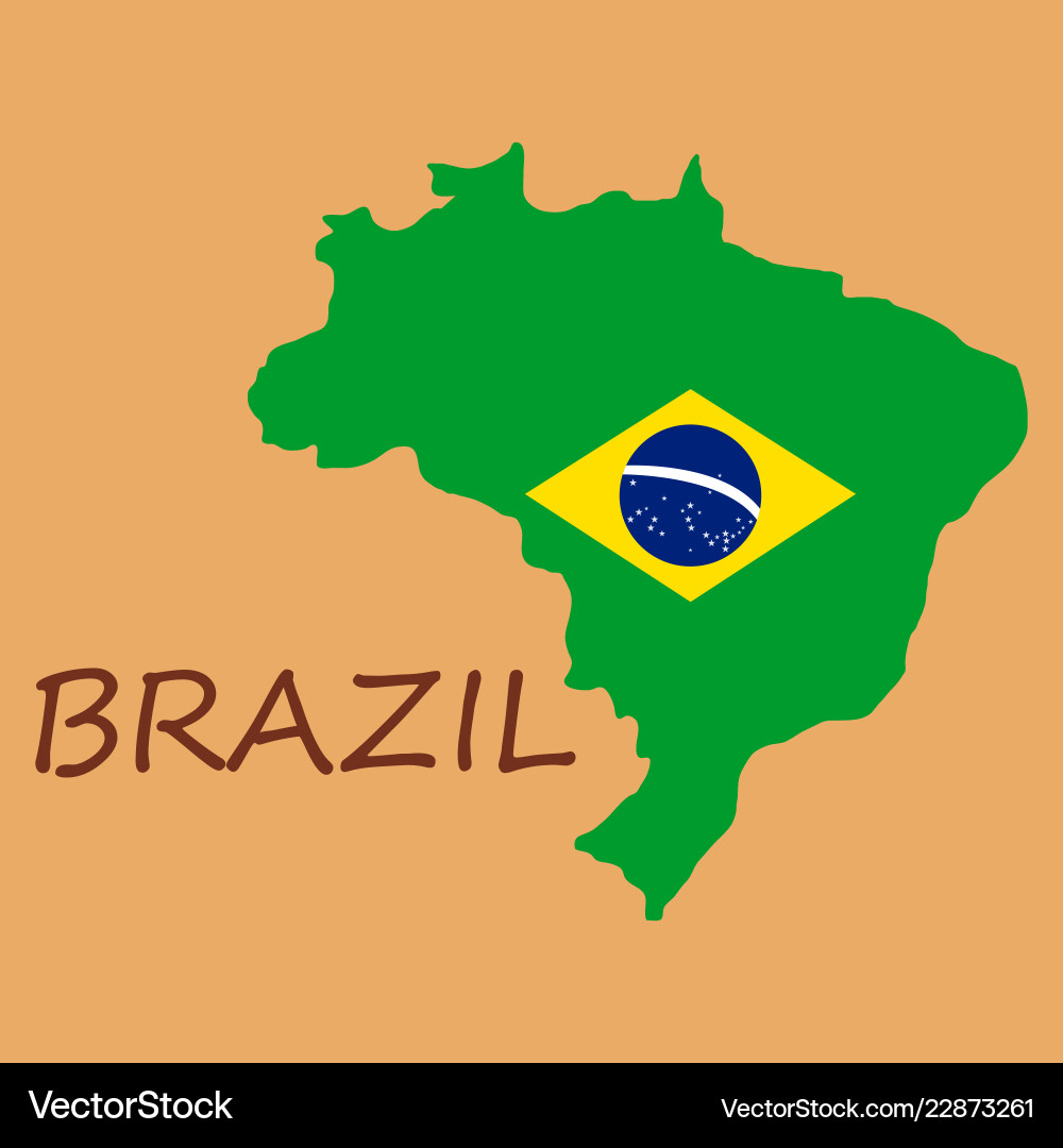 Map of brasil icon flat for web on yellow Vector Image