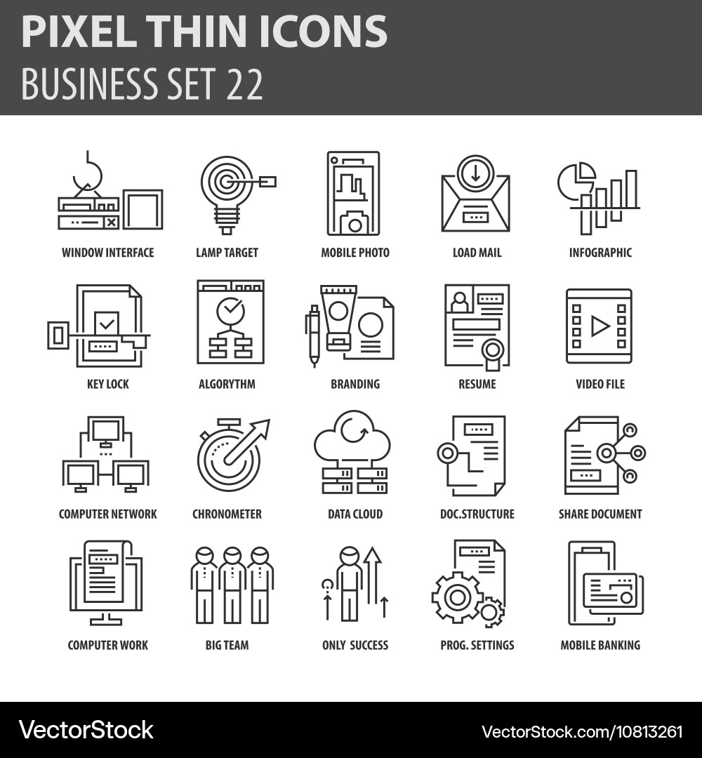 Modern thin line icons set for business Royalty Free Vector