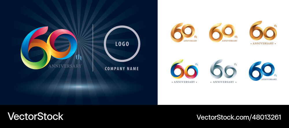 Set of 60th anniversary logotype design sixty Vector Image