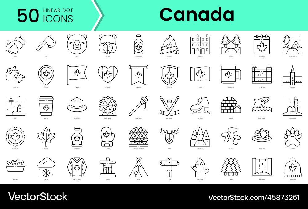 Set of canada icons line art style bundle Vector Image