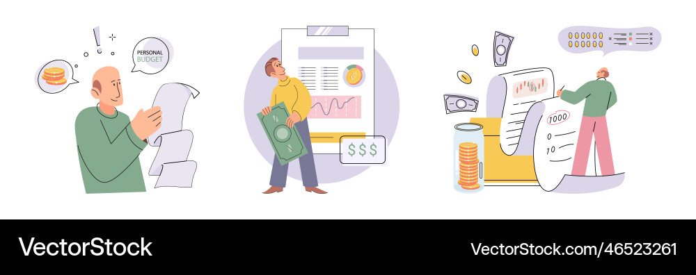 Set of people analyzing personal or corporate Vector Image