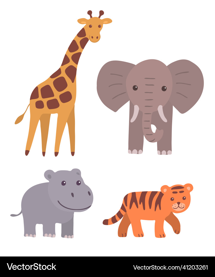 Set of wild animals on white Royalty Free Vector Image