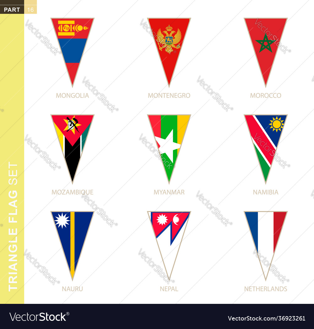Triangle flag set stylized country flags Vector Image