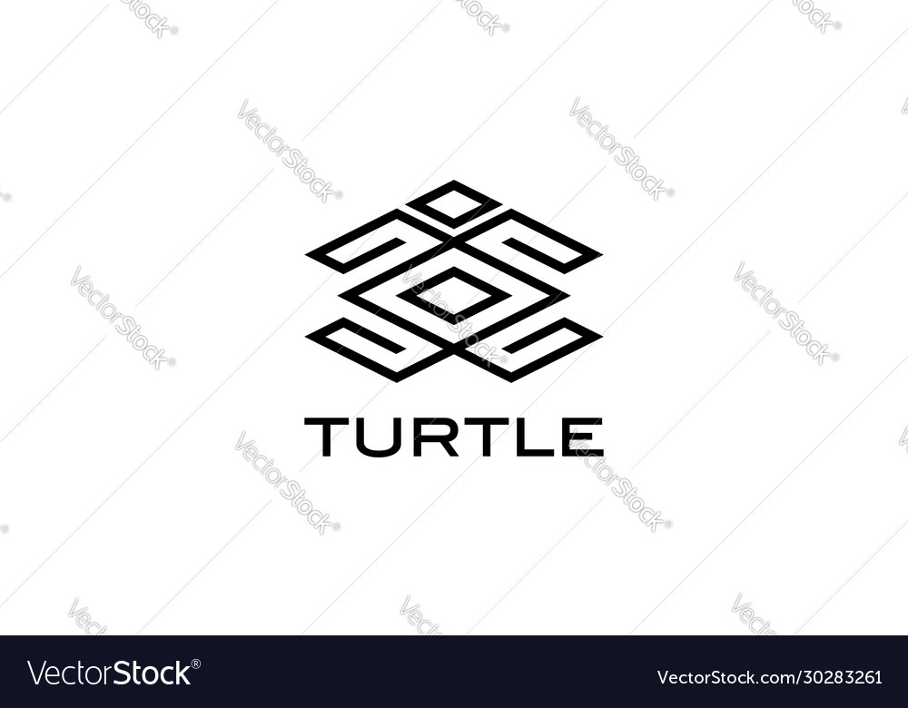 Turtle line logo design concept Royalty Free Vector Image