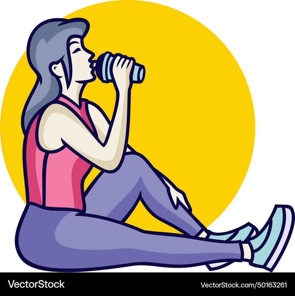 Workout woman drink water Royalty Free Vector Image