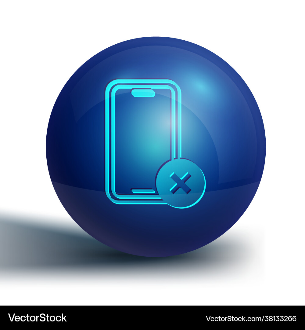 Blue no cell phone icon isolated on white Vector Image