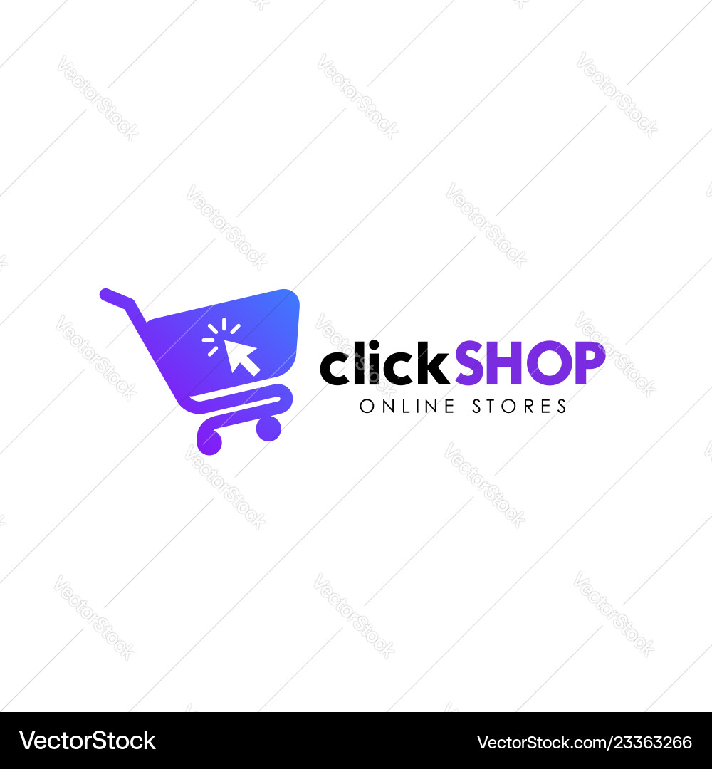Click shop logo icon design online Royalty Free Vector Image