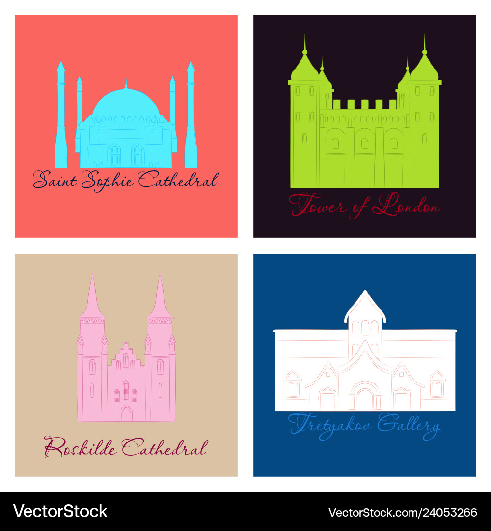 Famous place and monument around world Royalty Free Vector