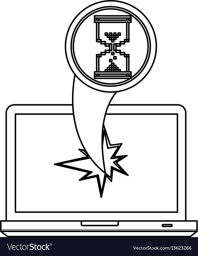 Figure computer hourglass cursor with hole icon Vector Image