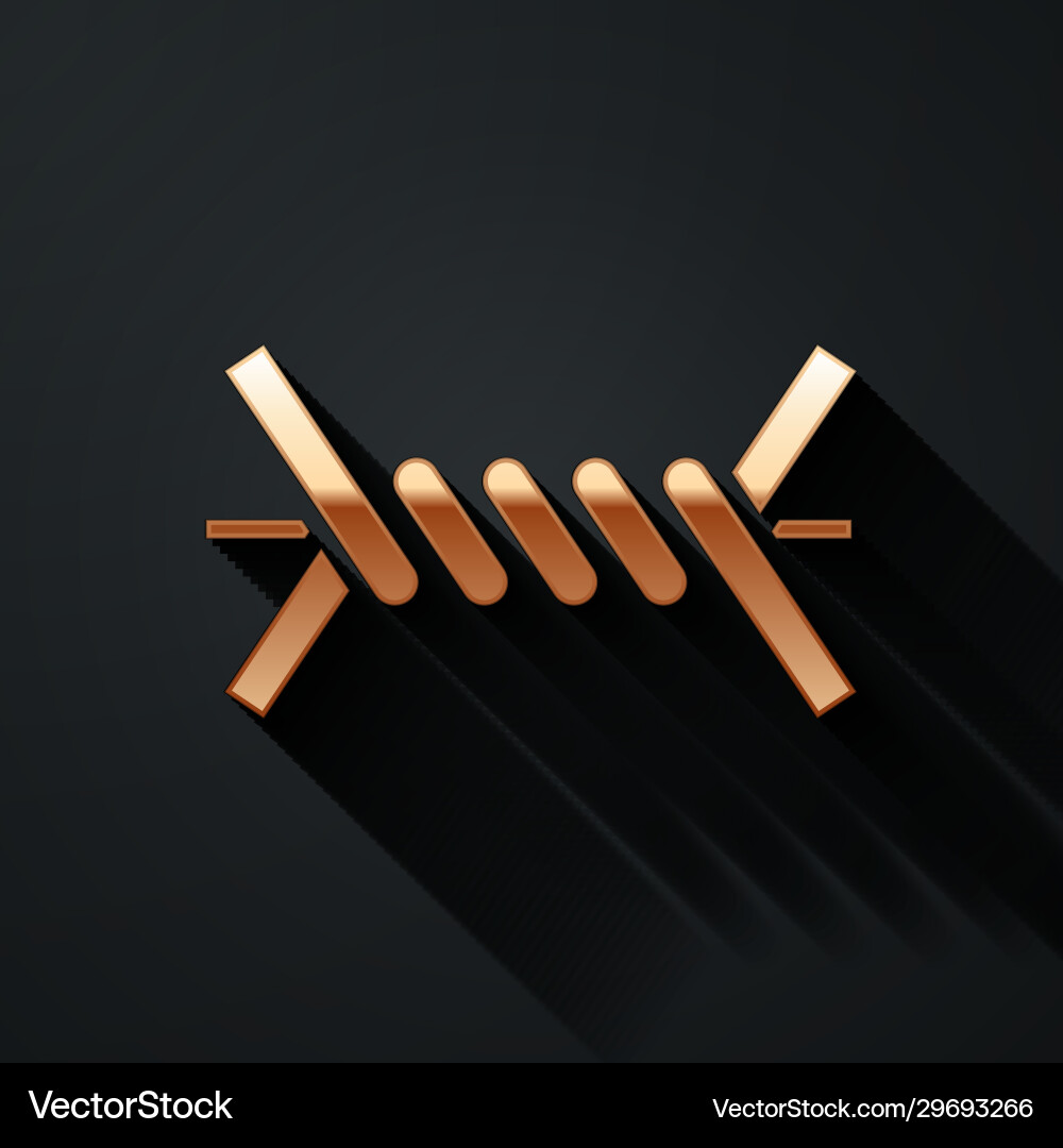 Gold barbed wire icon isolated on black background