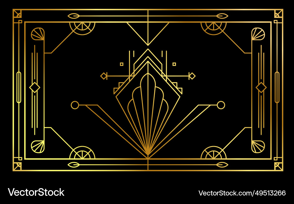 Gold geometric art deco style line Royalty Free Vector Image