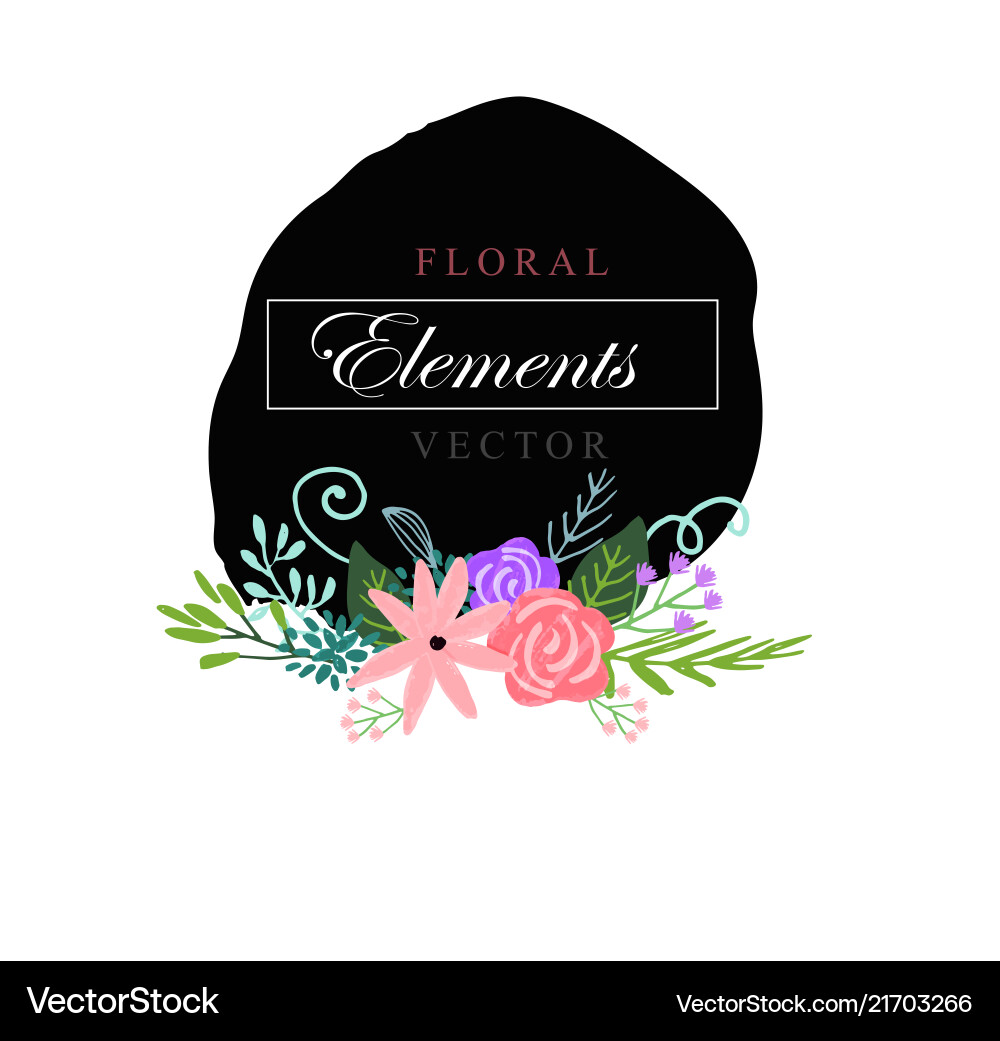 Hand drawn cute floral logo template Royalty Free Vector