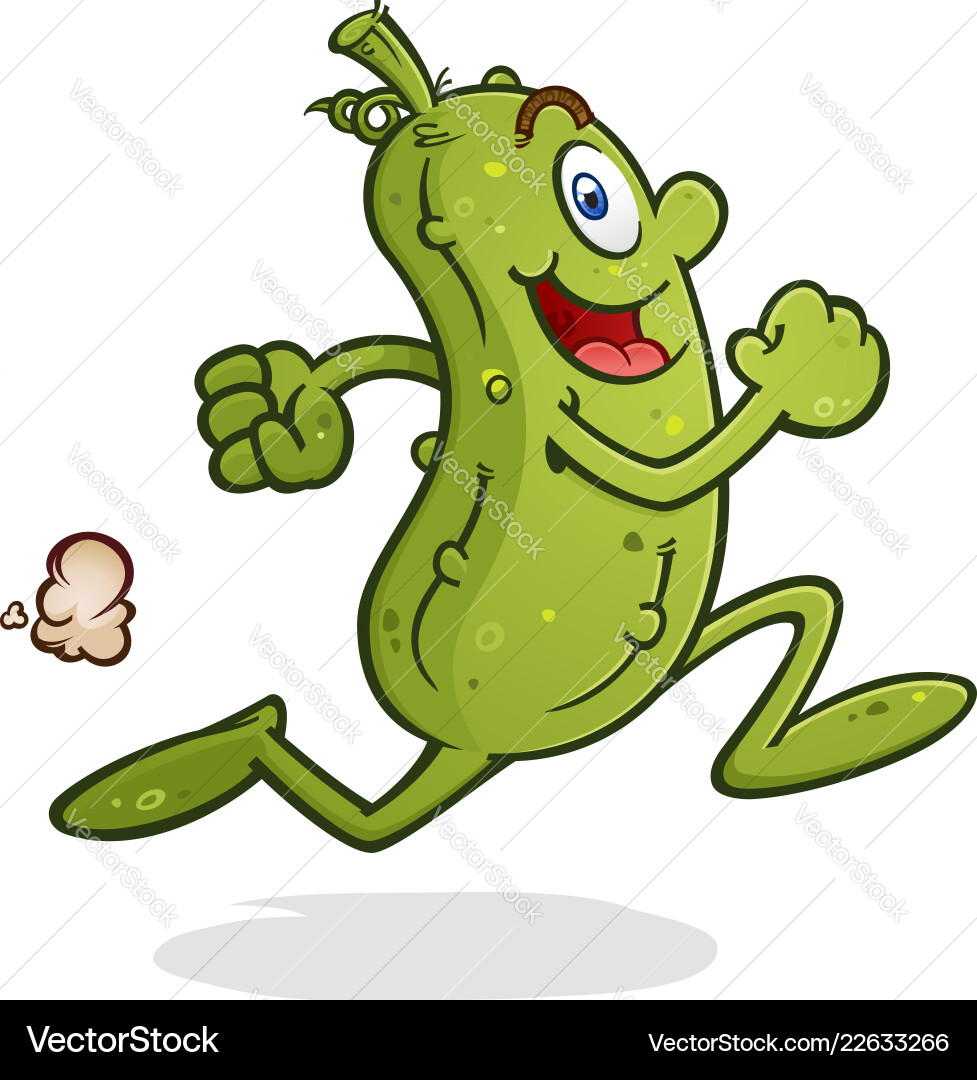 Healthy running pickle cartoon character Vector Image