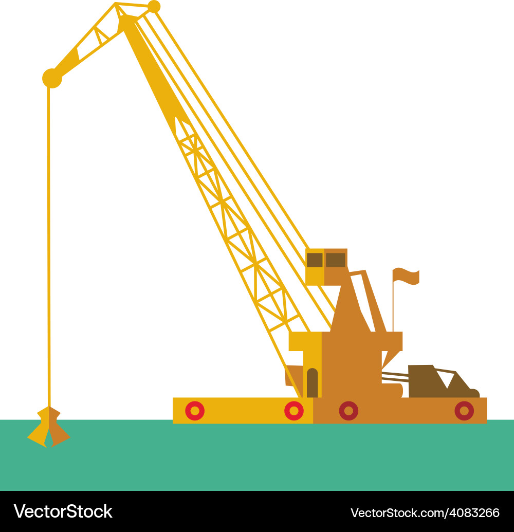 Huge crane barge industrial ship that digs sand Vector Image