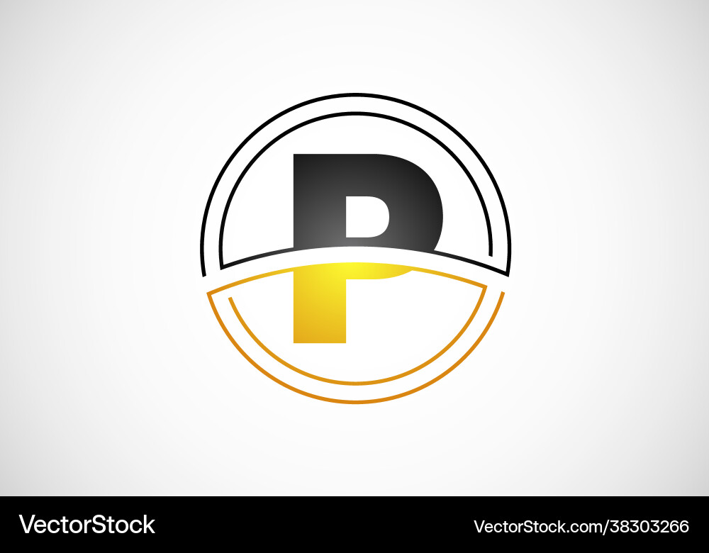 Initial letter p with circle frame graphic Vector Image