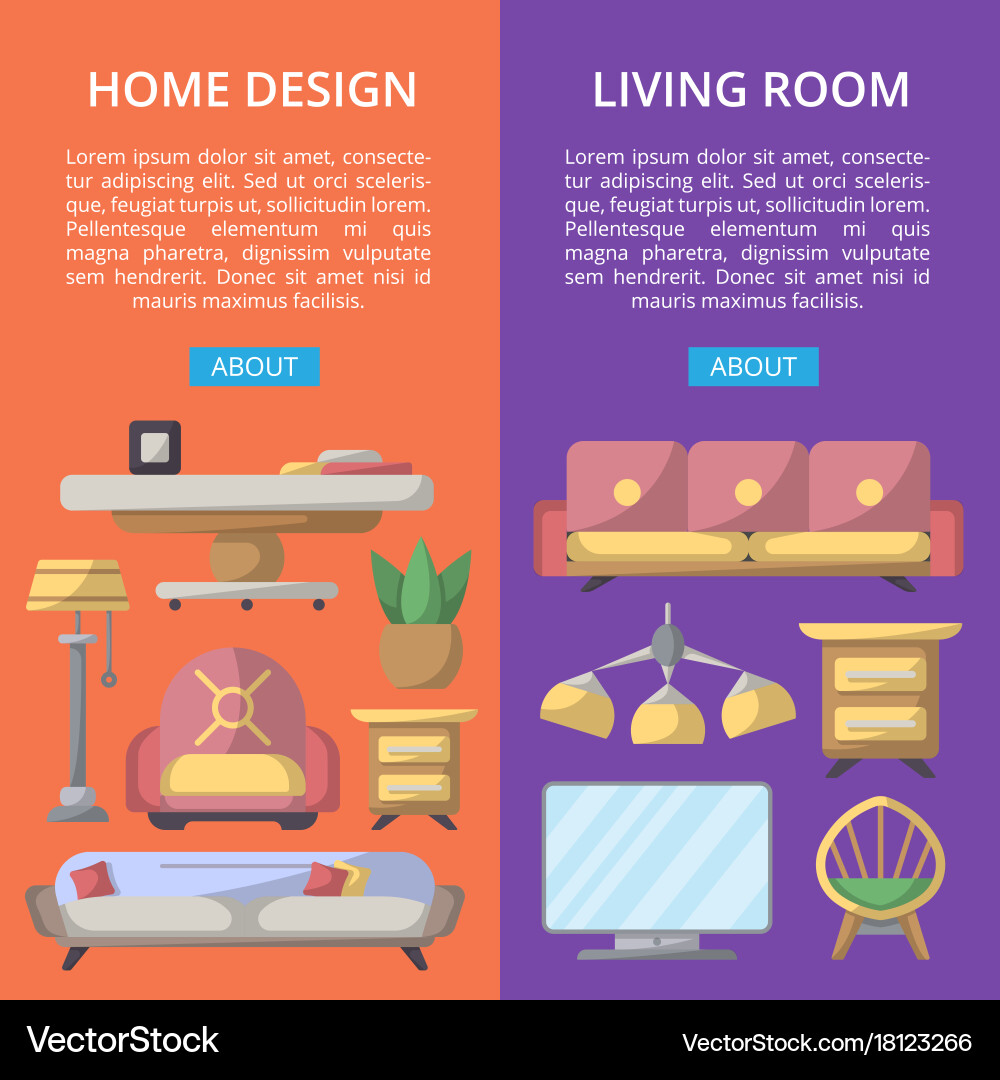 Living room design poster set Royalty Free Vector Image