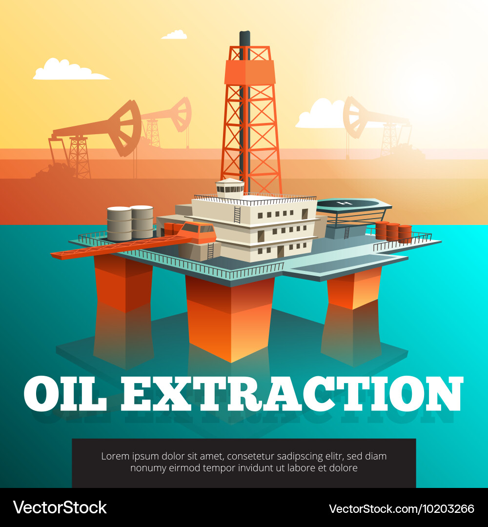 Oil drilling offshore platform isometric poster Vector Image