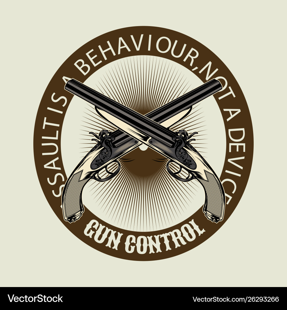 Quote gun controlcross hand drawingshirt Vector Image
