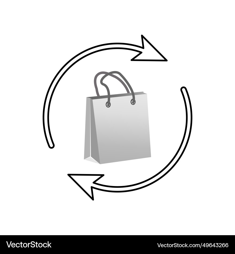 Shopping bag in circular arrow icon Royalty Free Vector