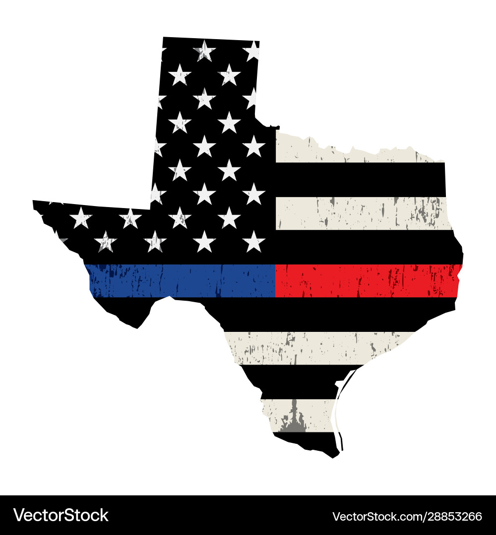 State texas police and firefighter support flag Vector Image