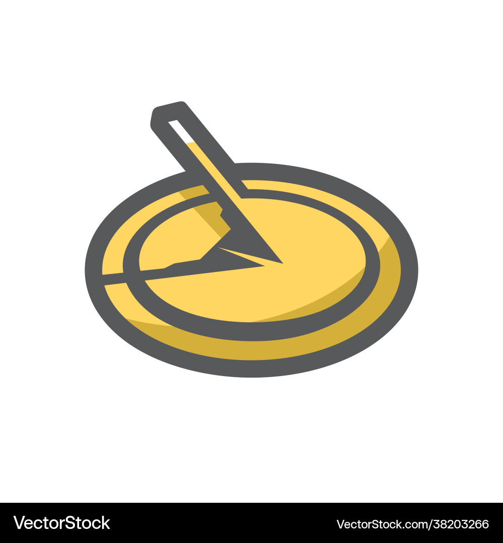 Sundial sun clock icon cartoon Royalty Free Vector Image