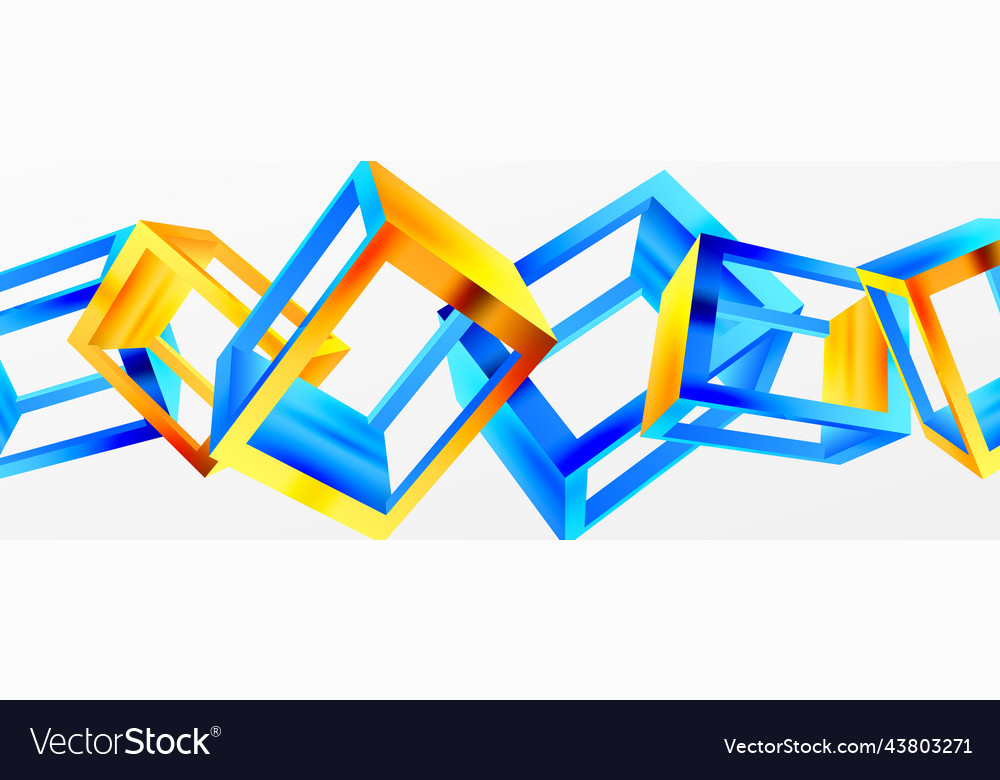 3d Cube Shapes Geometric Background Trendy Vector Image