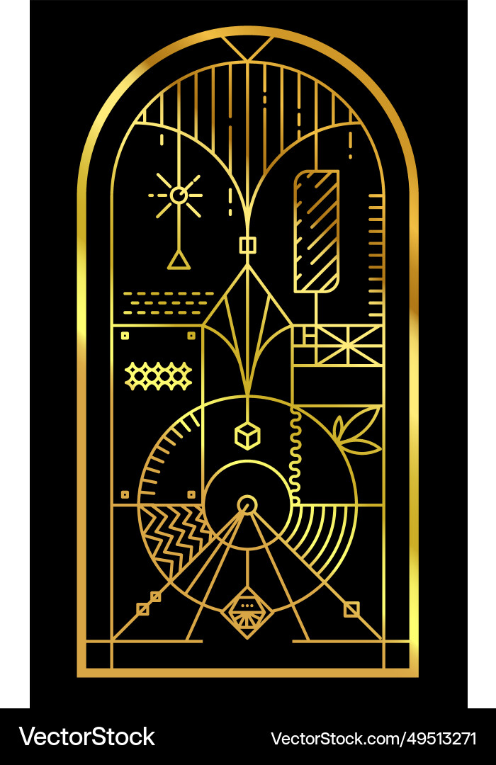 Gold geometric art deco style line Royalty Free Vector Image