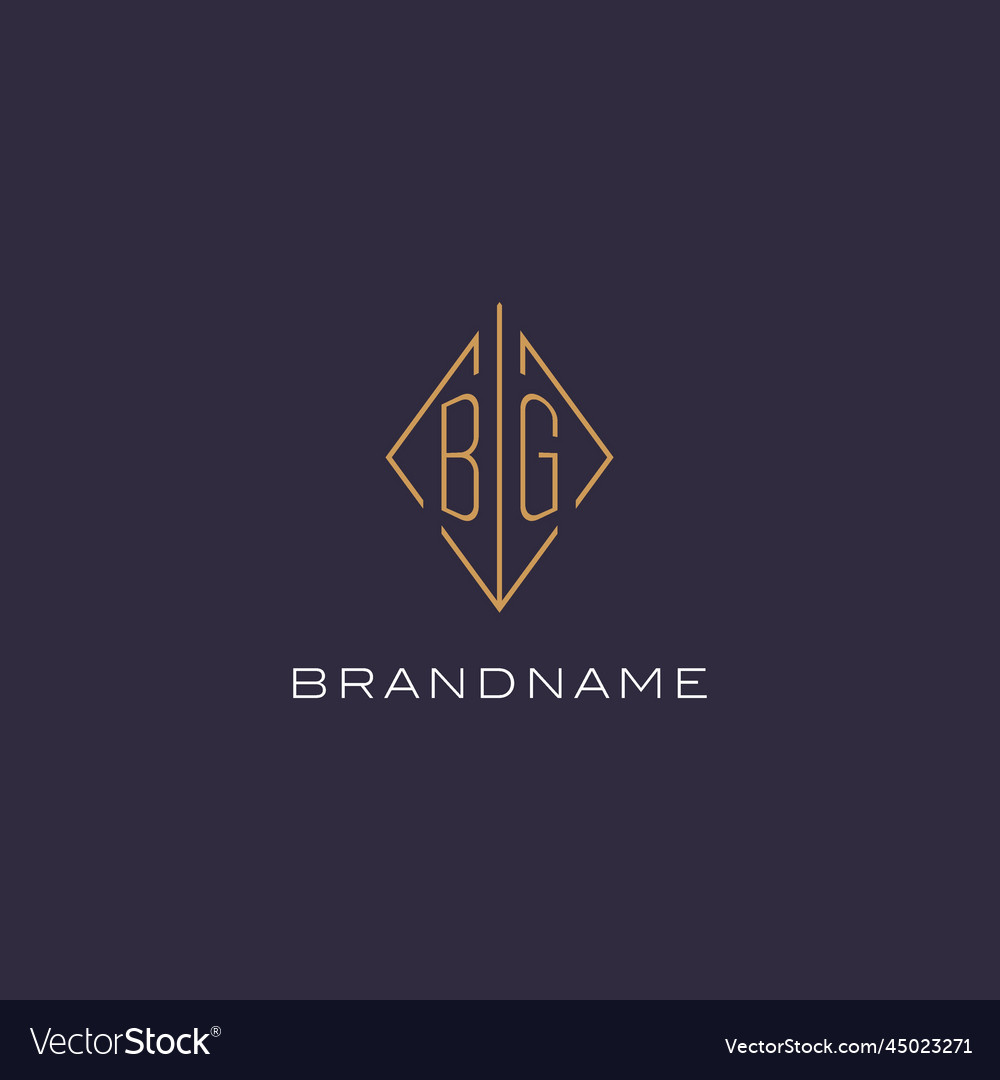 Initial letter bg logo monogram with diamond Vector Image
