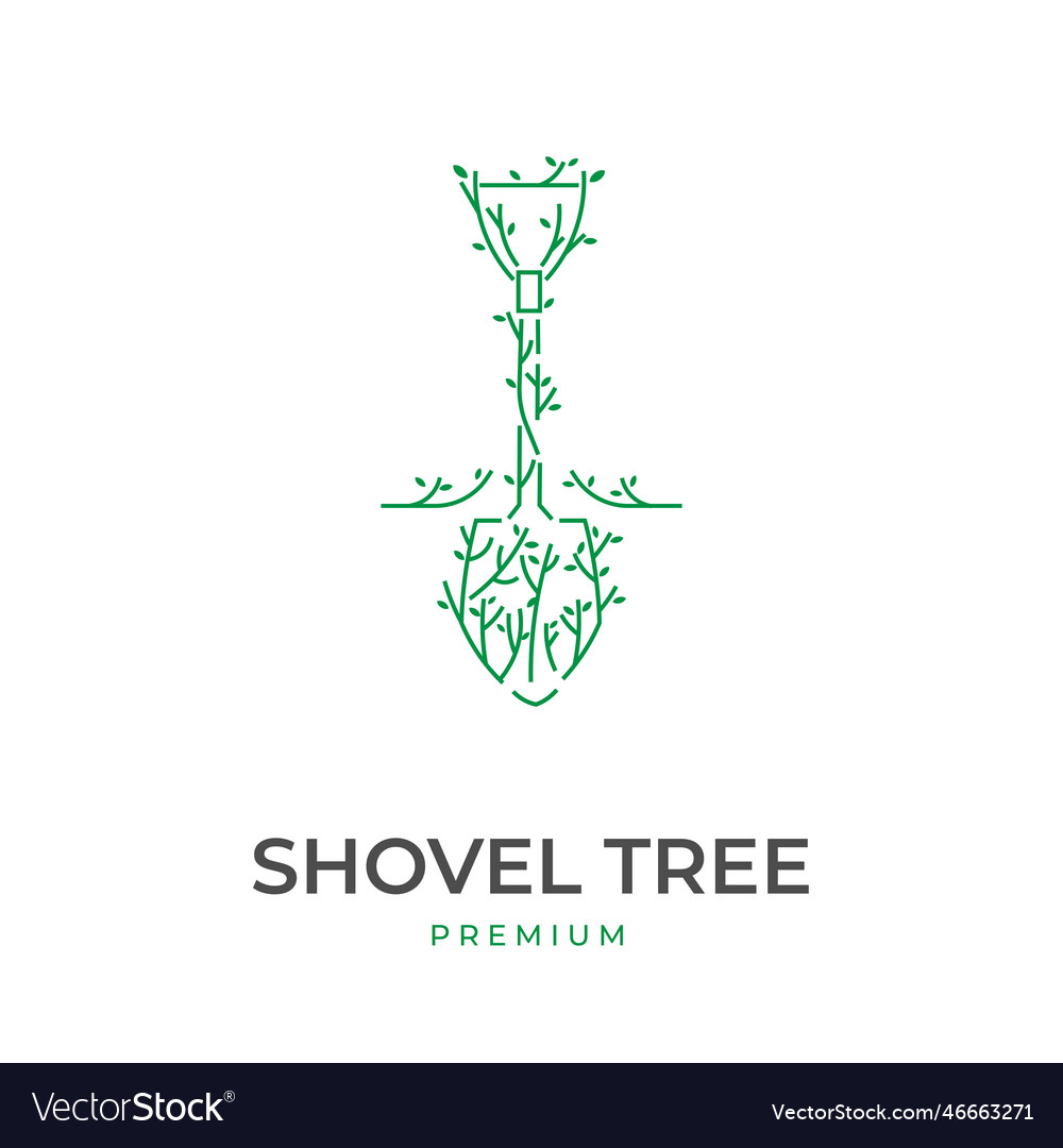 Leaf tree shovel Royalty Free Vector Image - VectorStock