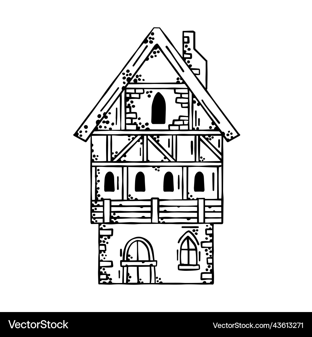 Medieval house village building old Royalty Free Vector