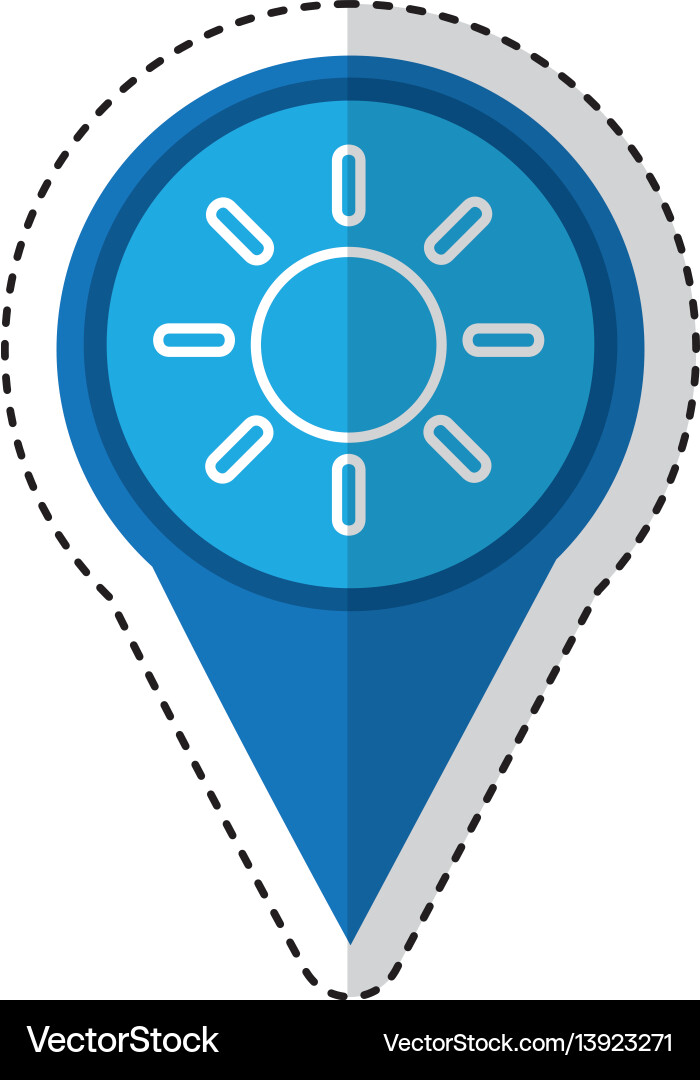 Pin location with weather symbol Royalty Free Vector Image