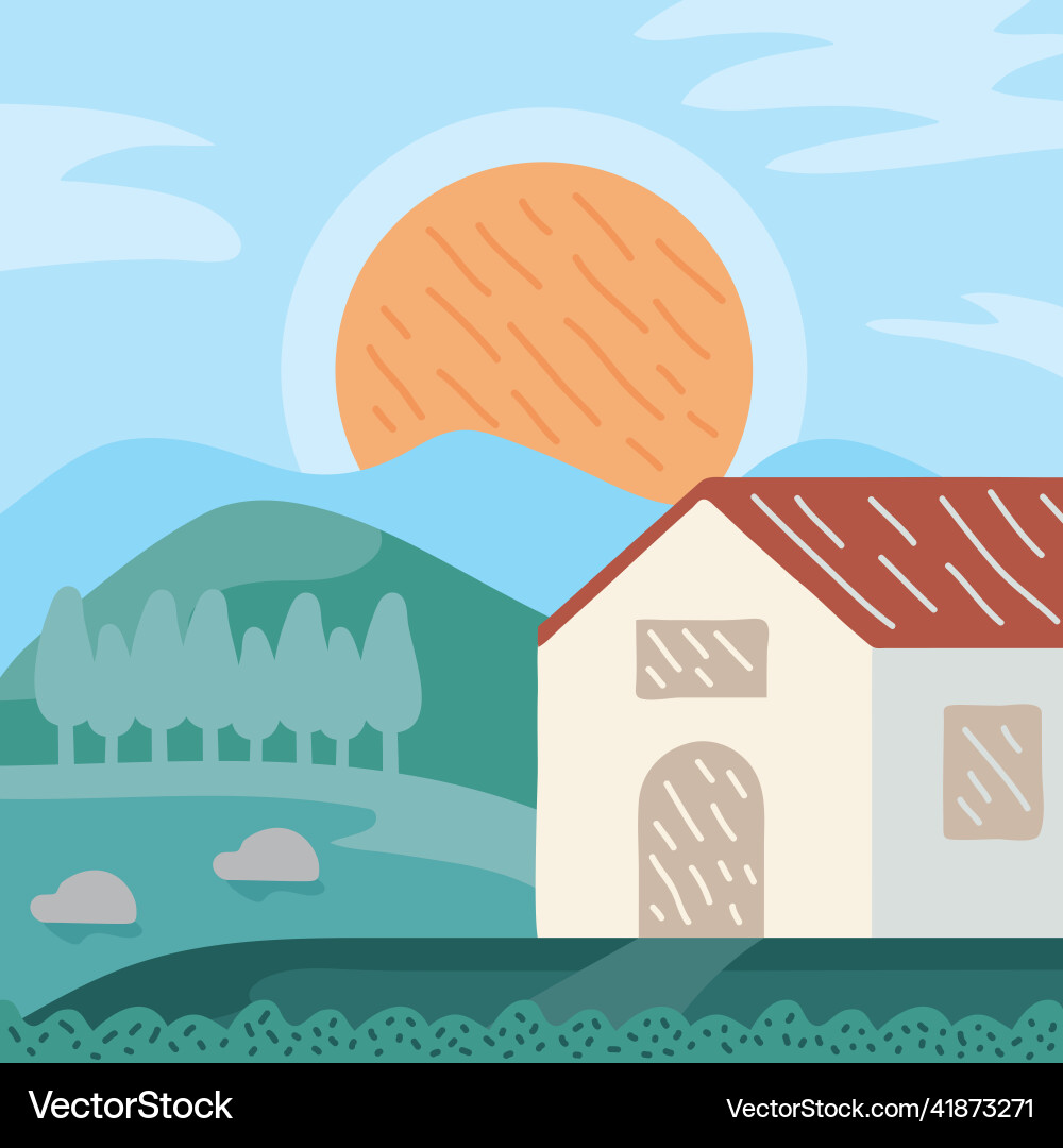 Rural farm landscape Royalty Free Vector Image